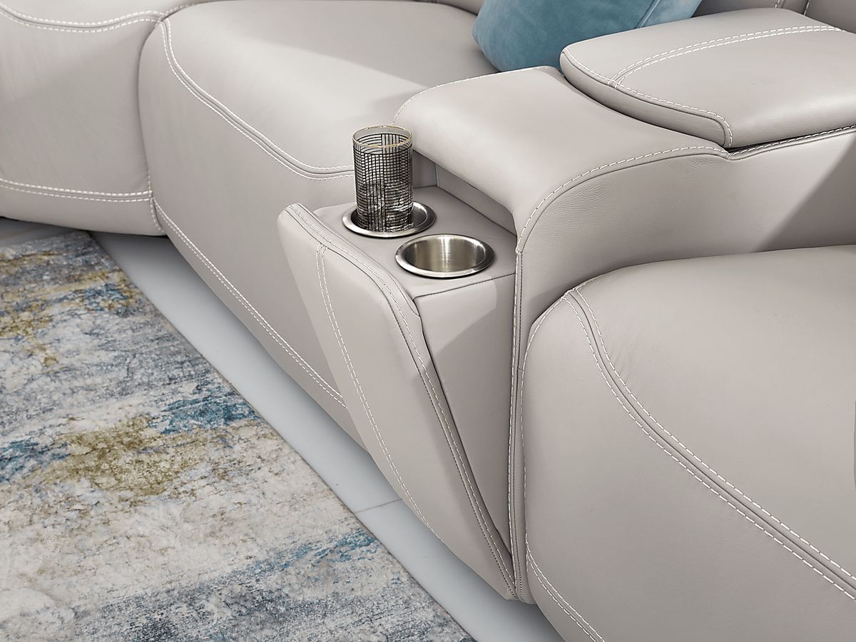 Cindy Crawford Alessio Light Gray Leather 6 Pc Dual Power Reclining ...