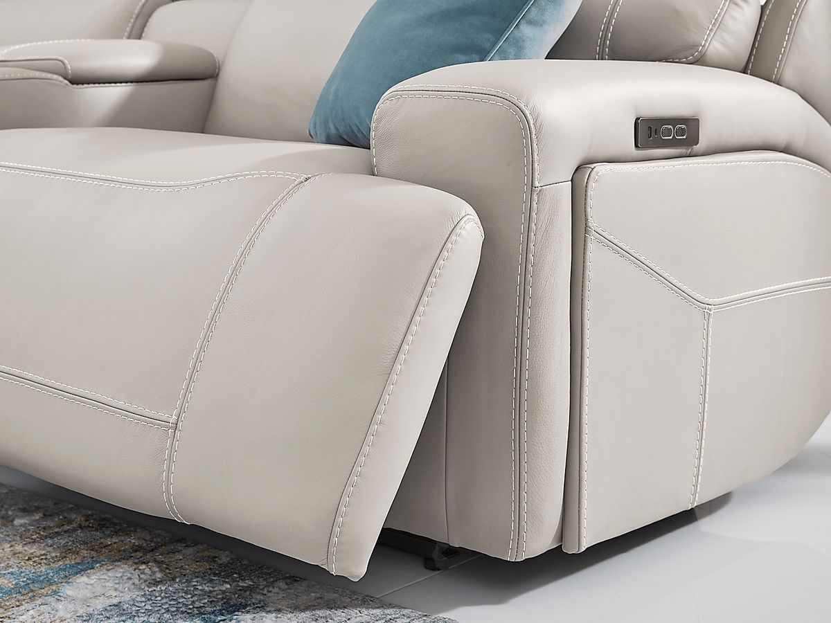 Cindy Crawford Alessio Light Gray Leather 6 Pc Dual Power Reclining ...