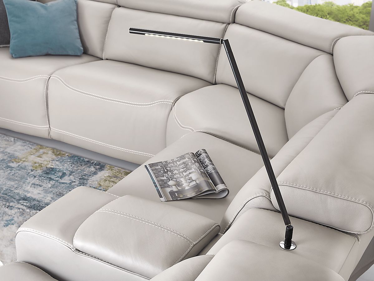 Cindy Crawford Alessio Light Gray Leather 7 Pc Dual Power Reclining ...