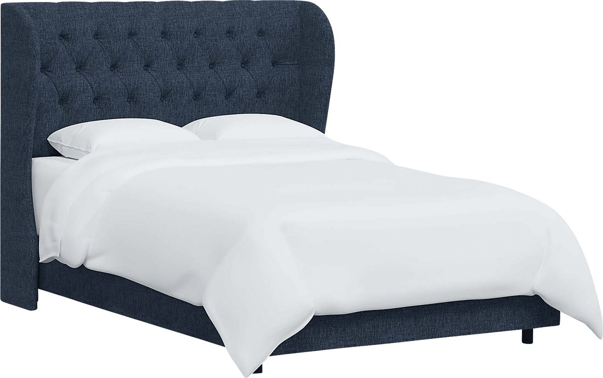 Aleta Blue Linen,Polyester Fabric Full Bed - Rooms To Go