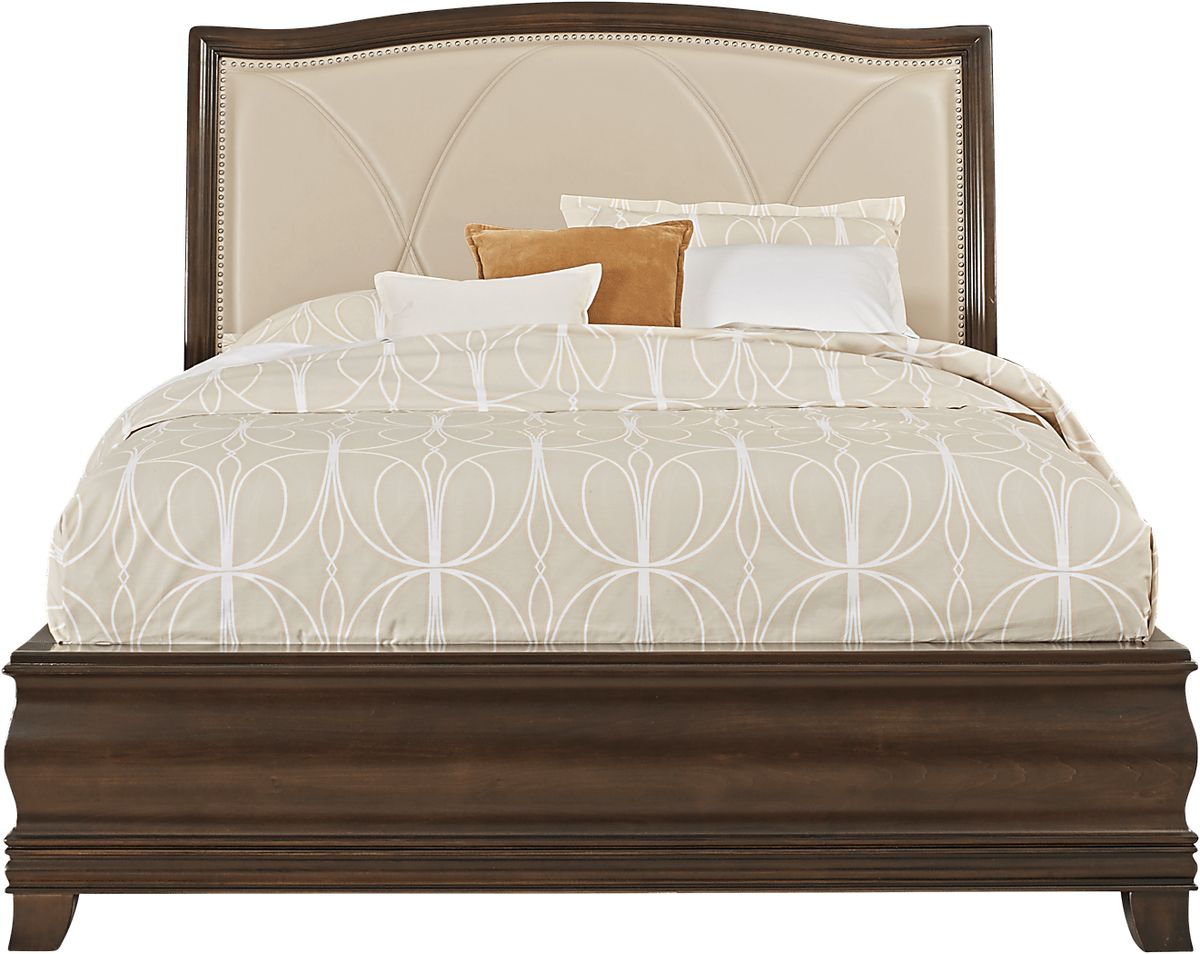 Alexi Dark Cherry Wood Cream Beige 3 Pc Queen Bed | Rooms to Go