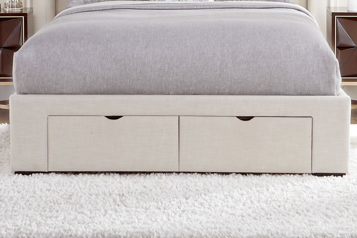 Alison Oatmeal Colors,White 3 Pc King Bed With 2 Drawer Storage | Rooms ...