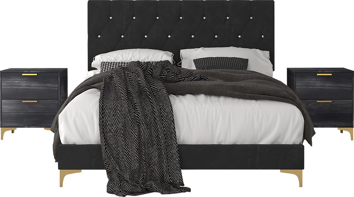 Allengrove Black Black,Colors Polyester Fabric Queen Bed / 2 ...