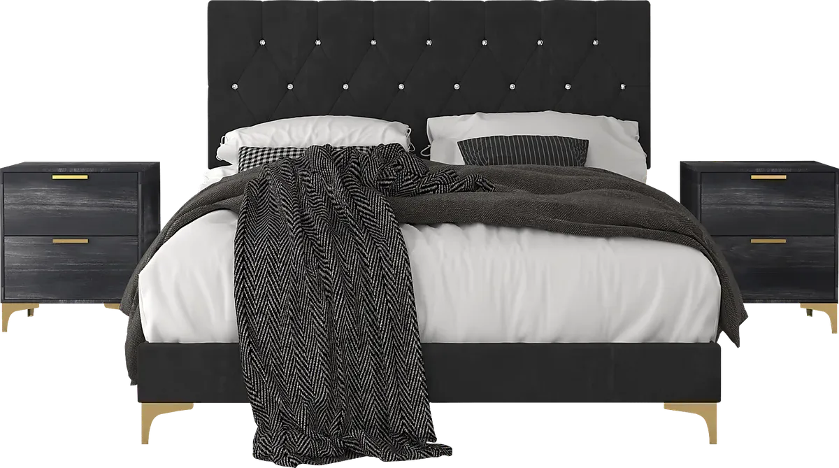 Allengrove Black Black,Colors Polyester Fabric Queen Bed / 2 ...