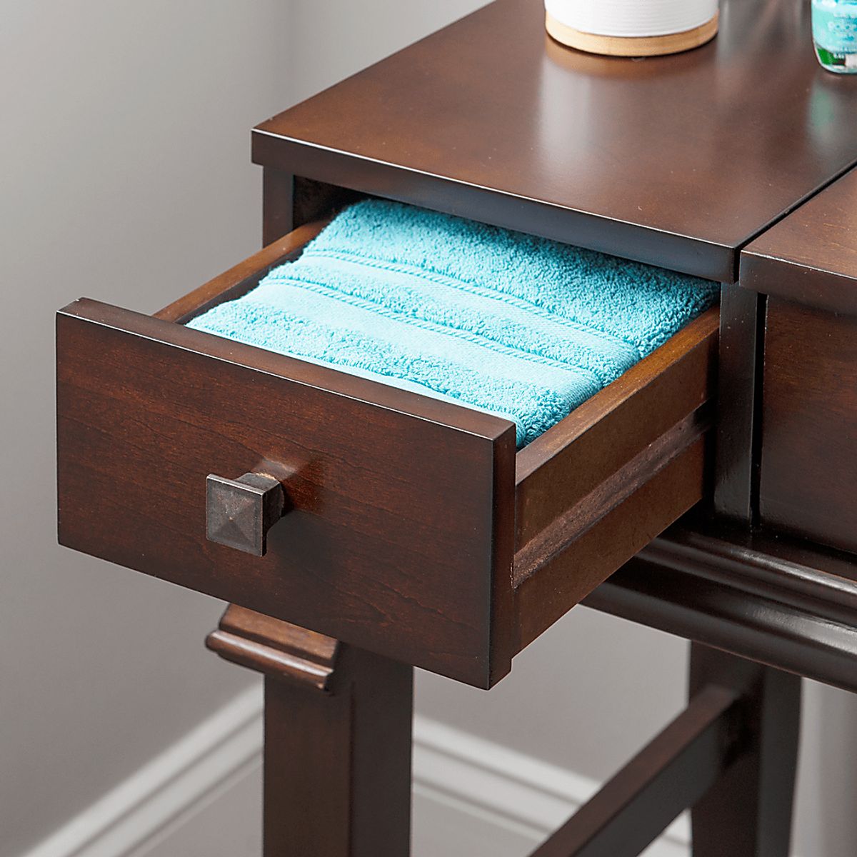 Alline Brown Dark Wood Vanity | Rooms to Go