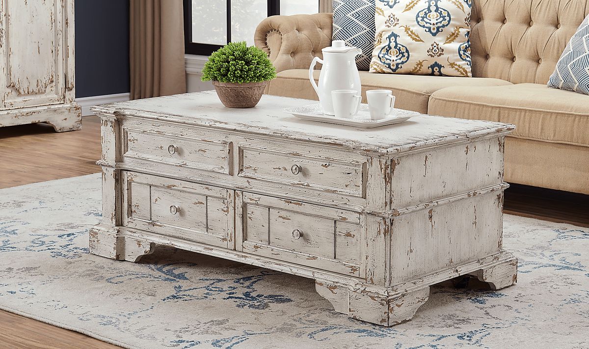 Almington Cream Colors,Light Wood,White Cocktail Table | Rooms to Go