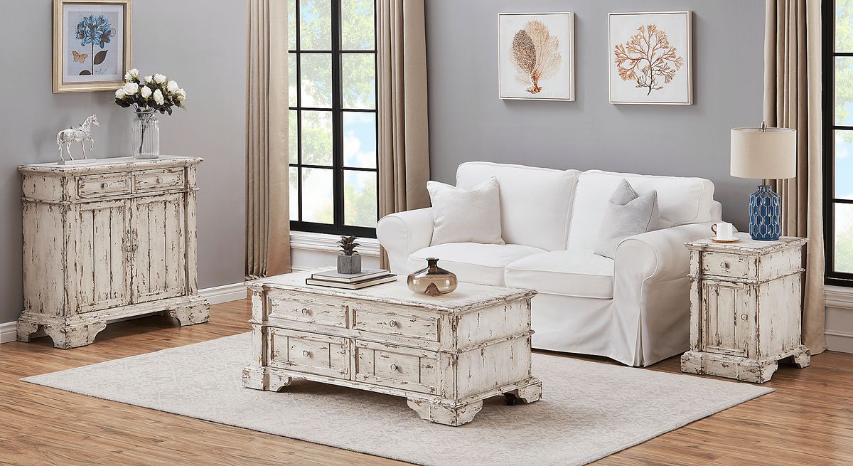 Almington Cream Colors,Light Wood,White Cocktail Table | Rooms to Go