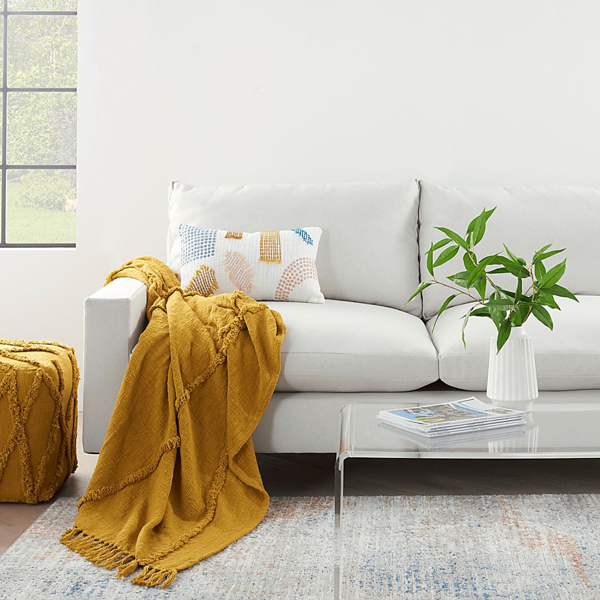 Almondbee Mustard Yellow Throw Blanket | Rooms to Go