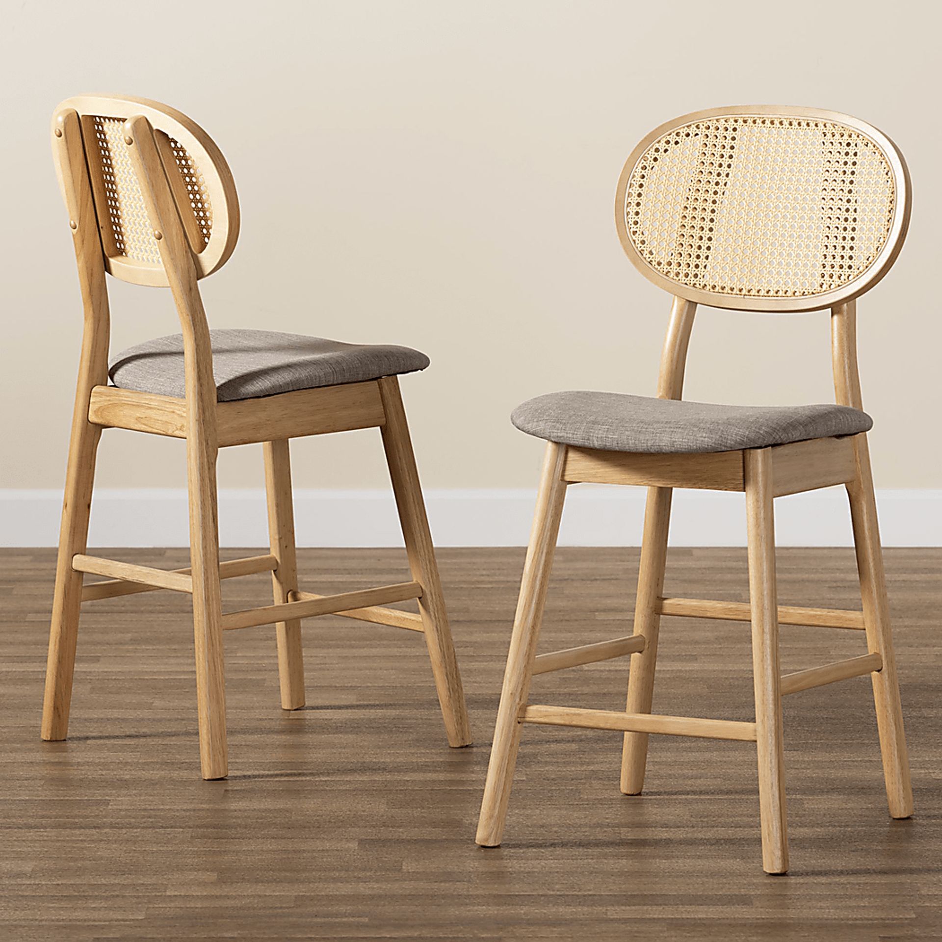 Alonesos Light Brown Polyester Fabric Counter Stool, Set Of 2 | Rooms to Go