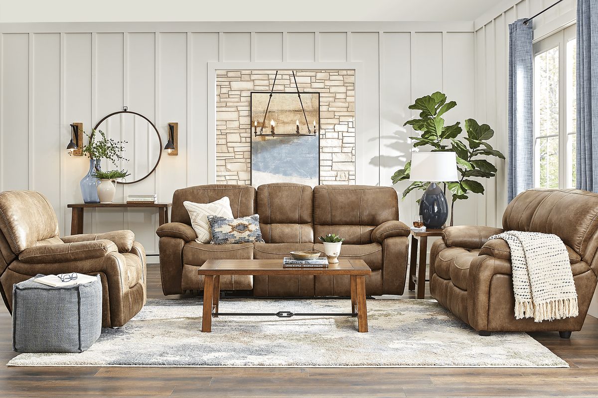 Cindy Crawford Alpen Ridge 7 Pc Silt Brown Microfiber Non-Power ...