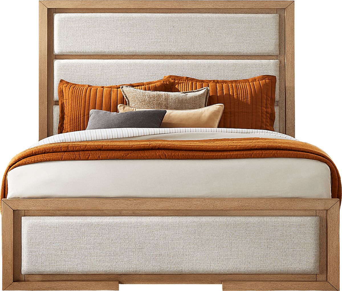 Drew & Jonathan Alpine Lake Light Oak Wood 3 Pc King Upholstered Bed ...