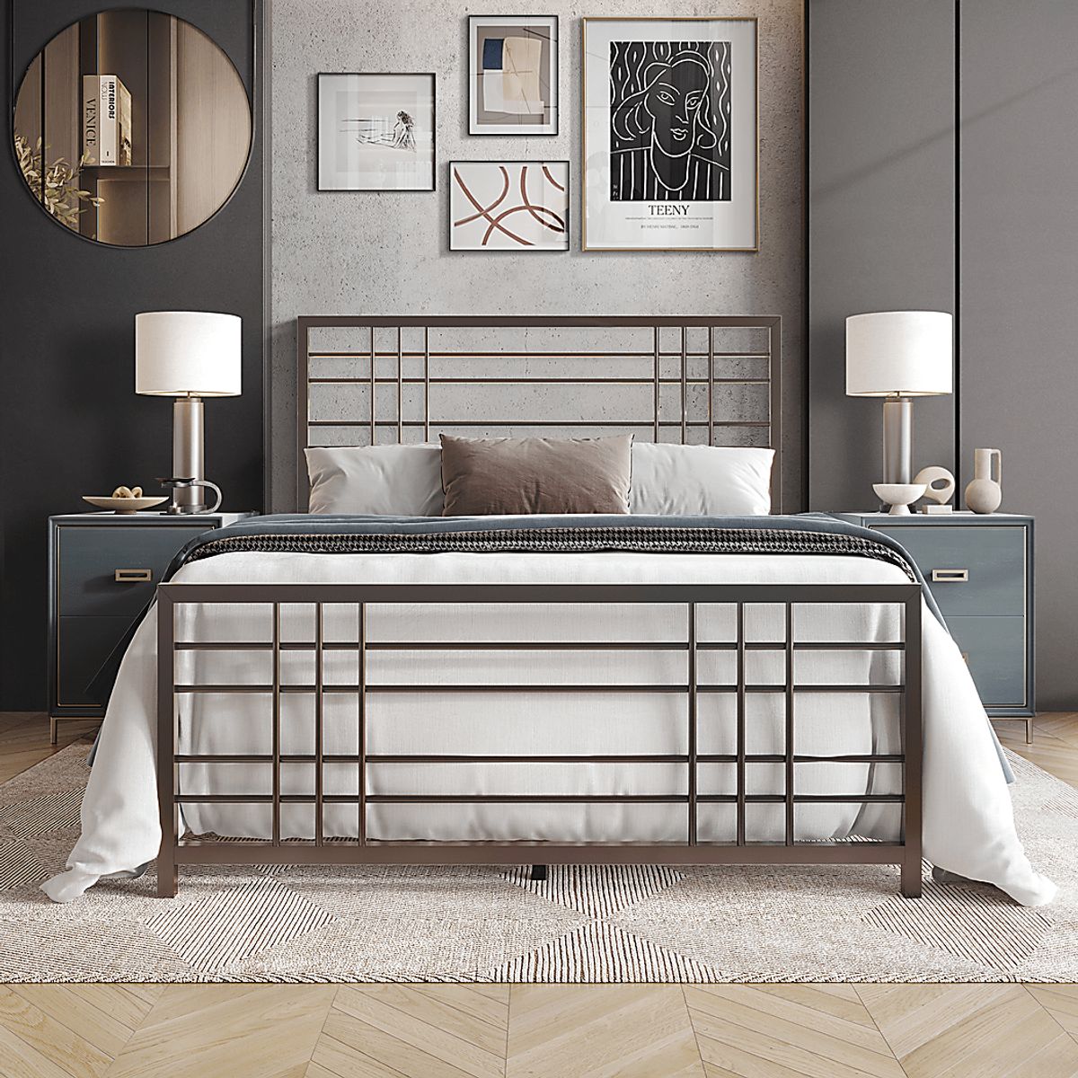 Alpires Brown Dark Wood King Bed | Rooms to Go