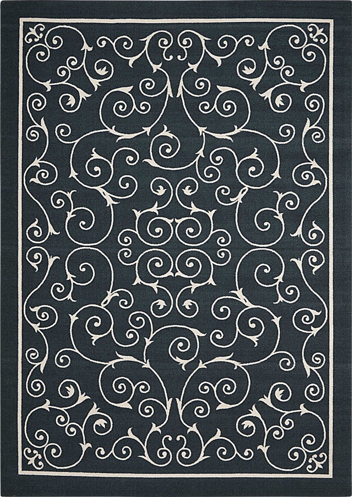 Althera Black Polyester Fabric Outdoor Rug | Rooms to Go