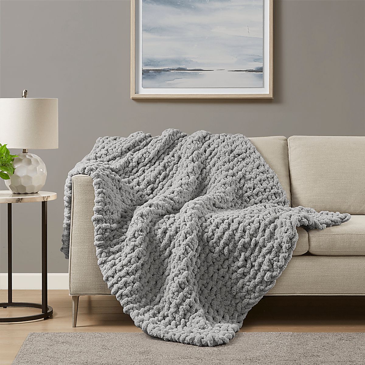 Altstatten Gray Polyester Fabric Throw Blanket | Rooms to Go