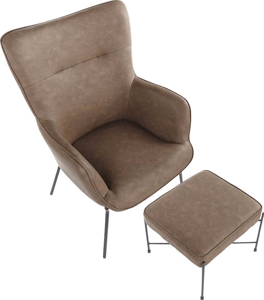 Amacker Brown Accent Chair and Ottoman - Rooms To Go