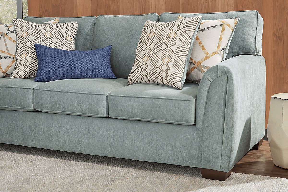 Amalie 5 Pc Teal Blue,Green Chenille Fabric Living Room Set With Sofa ...