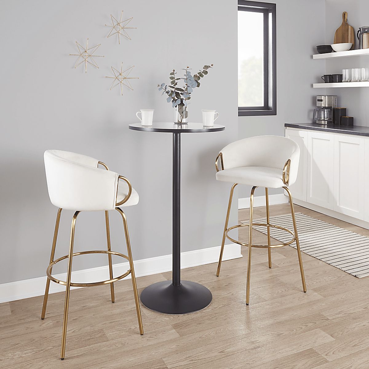 Amarante Gold Colors,Metal Cream Beige Velvet Plush Swivel Barstool ...