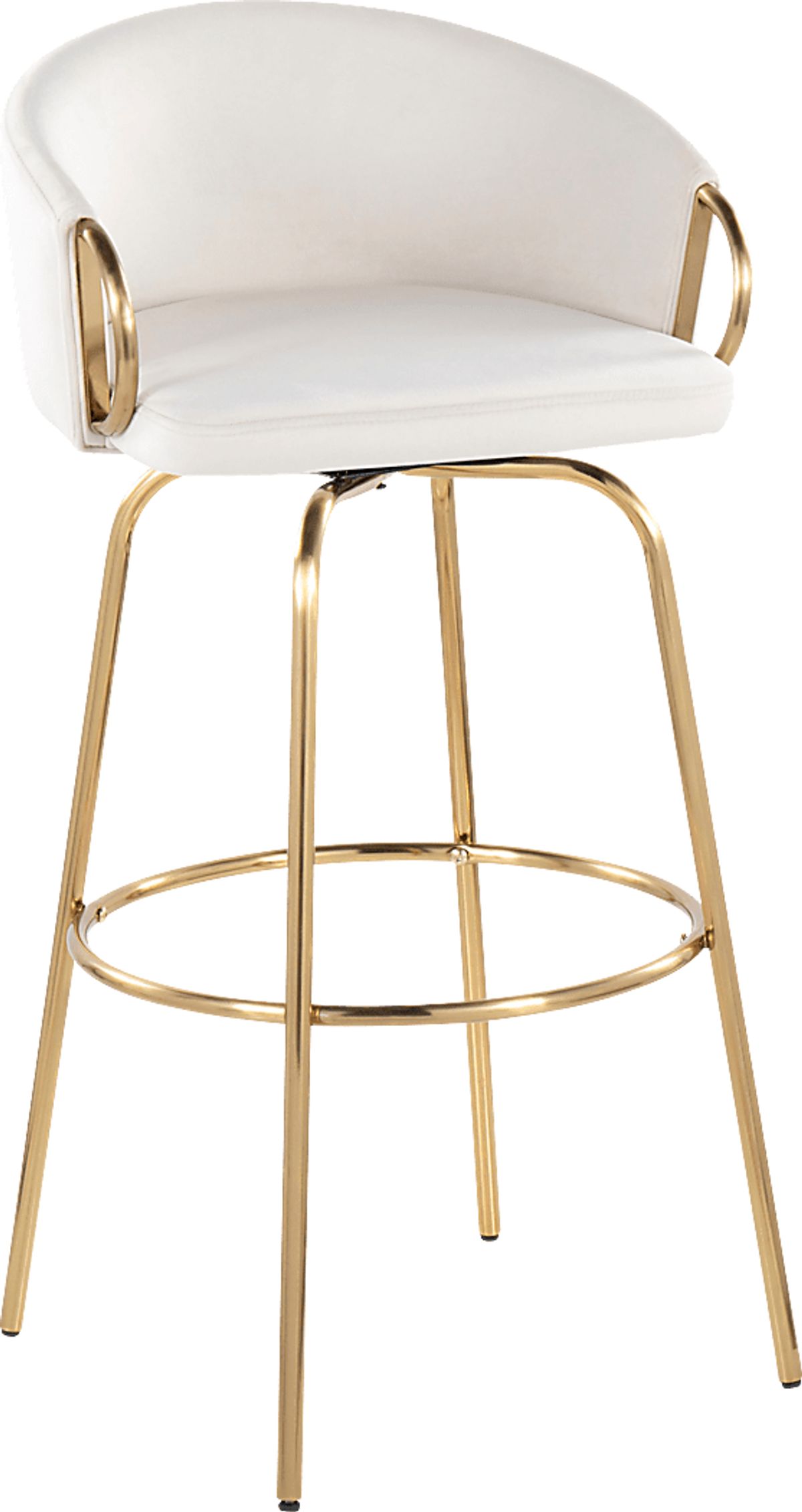 Amarante Gold Colors,Metal Cream Beige Velvet Plush Swivel Barstool ...