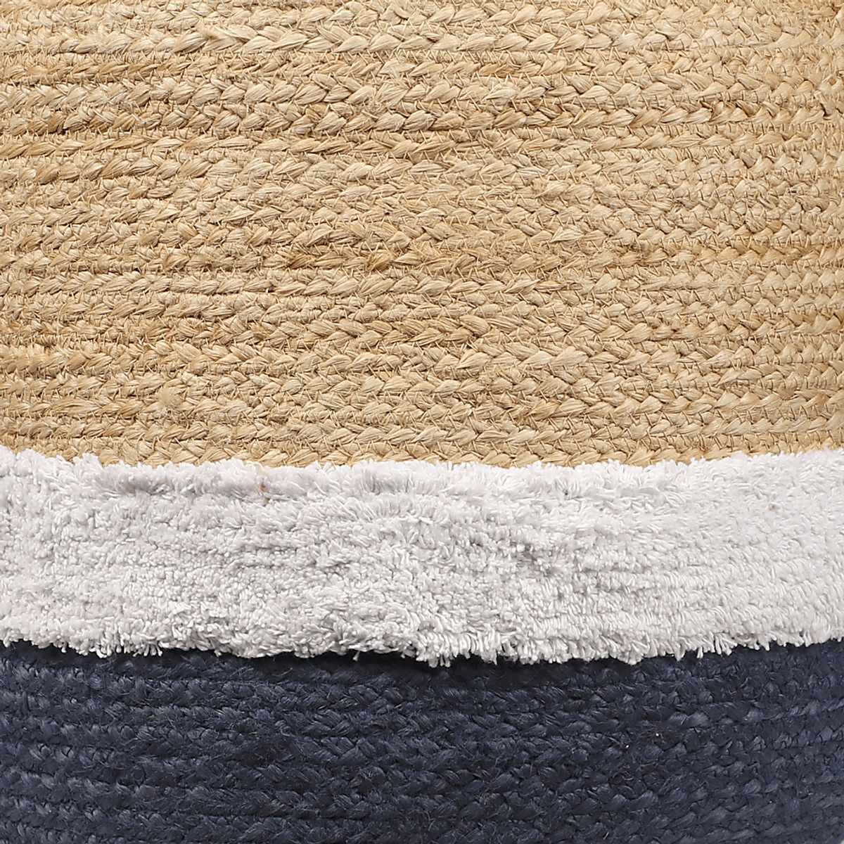 Amiden Natural,Navy Beige,Blue,White Cotton,Jute Fabric Poufs | Rooms to Go