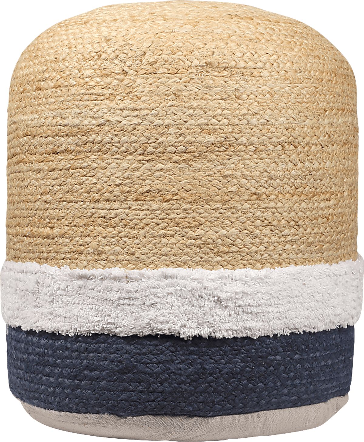 Amiden Natural,Navy Beige,Blue,White Cotton,Jute Fabric Poufs | Rooms to Go