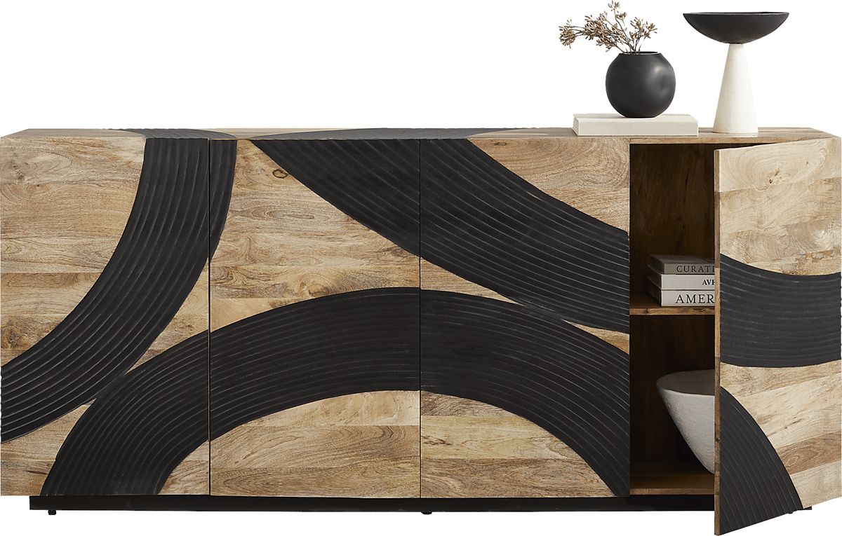 Amory Dark Brown Wood 80 In Credenza | Rooms to Go