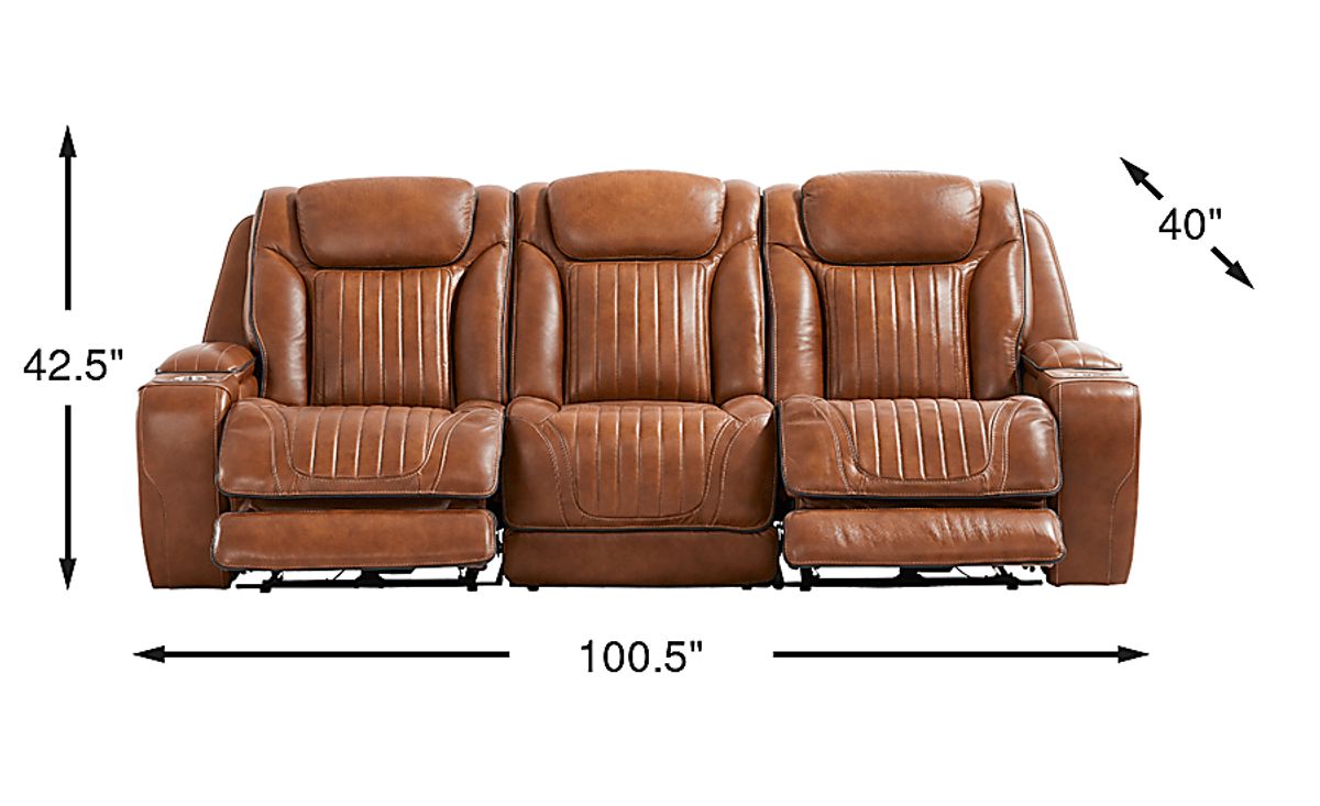 Sound Tech Amplify Brown Leather 3 Pc Triple Power Reclining Sofa ...