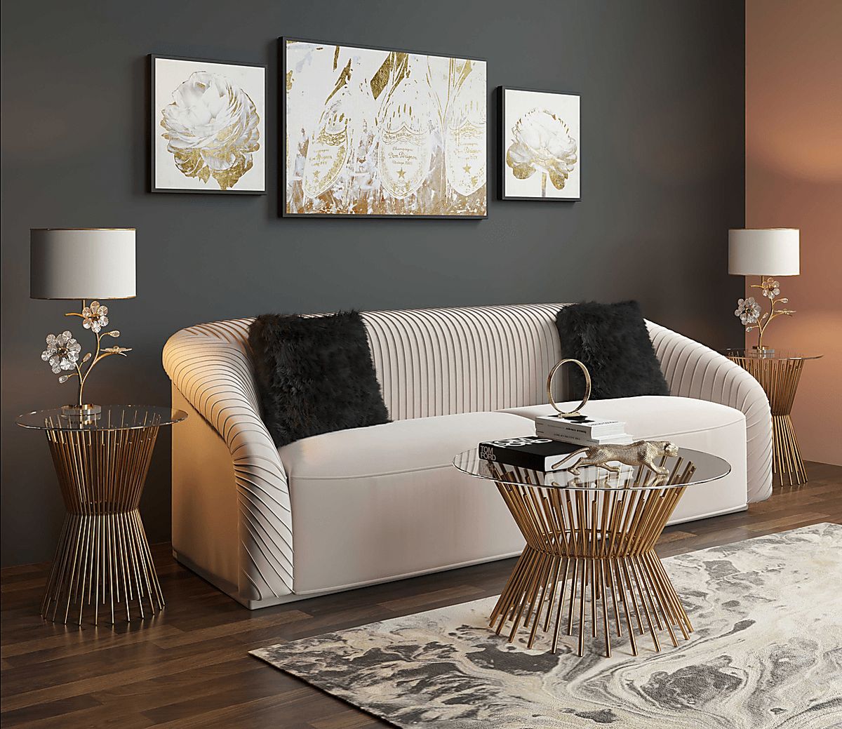 Anellan Gold Colors,Metal Cocktail Table | Rooms to Go