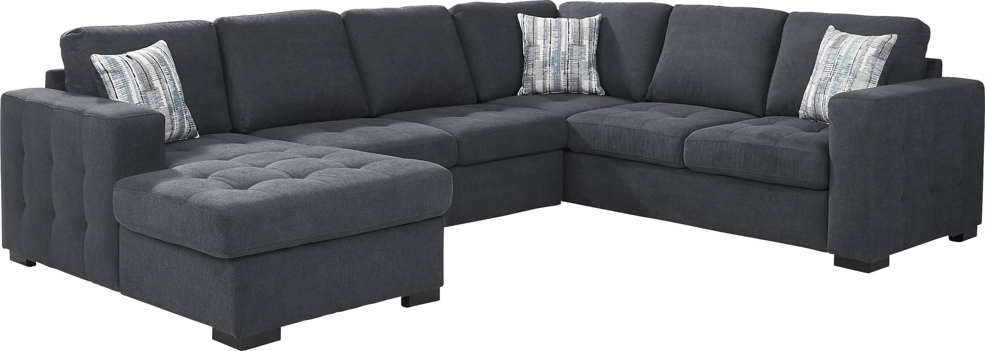 Angelino Heights Blue Polyester Fabric 3 Pc With Chaise Left Arm Sleeper Sectional Rooms to Go