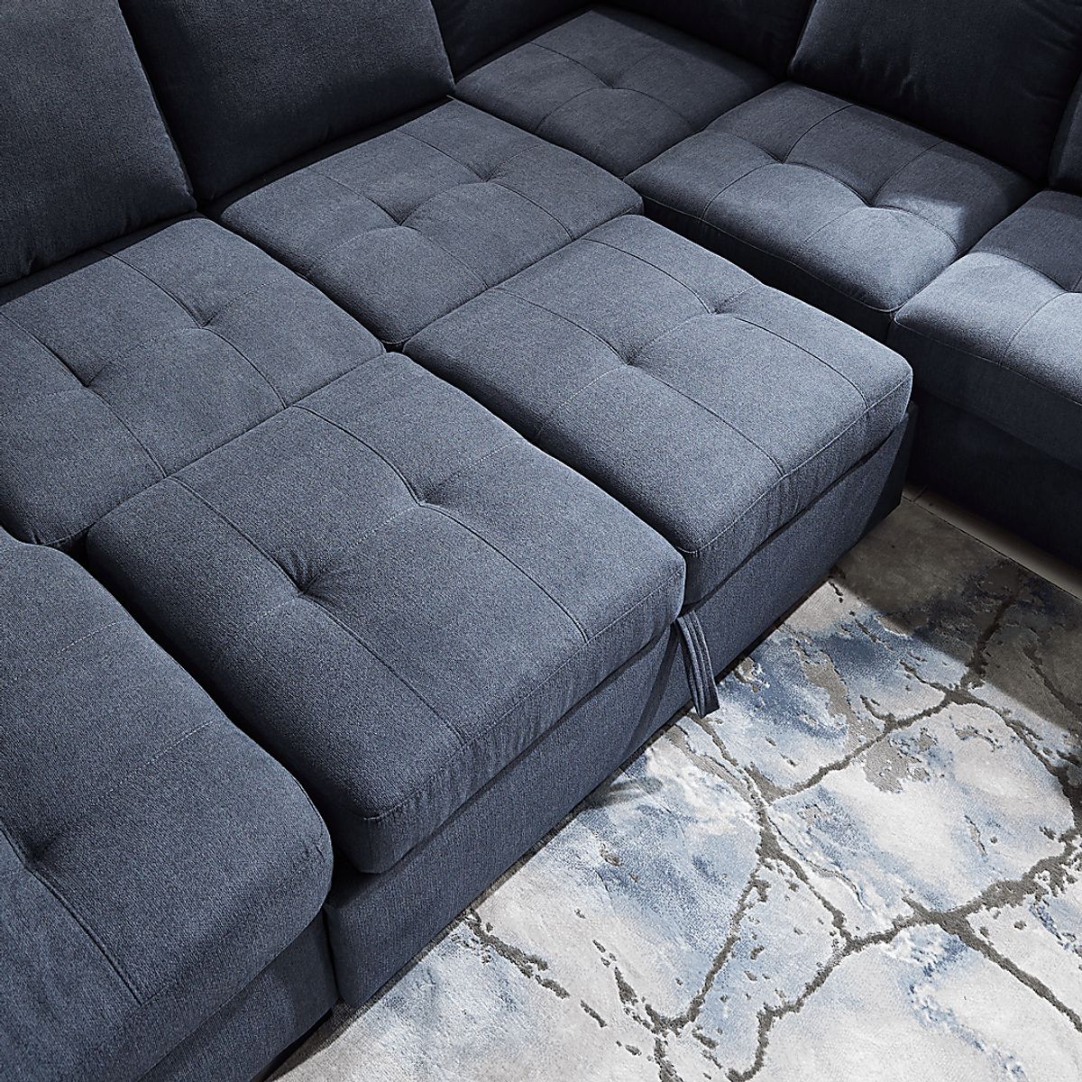 Angelino Heights Blue Polyester Fabric 3 Pc Left Arm Chaise Sleeper ...