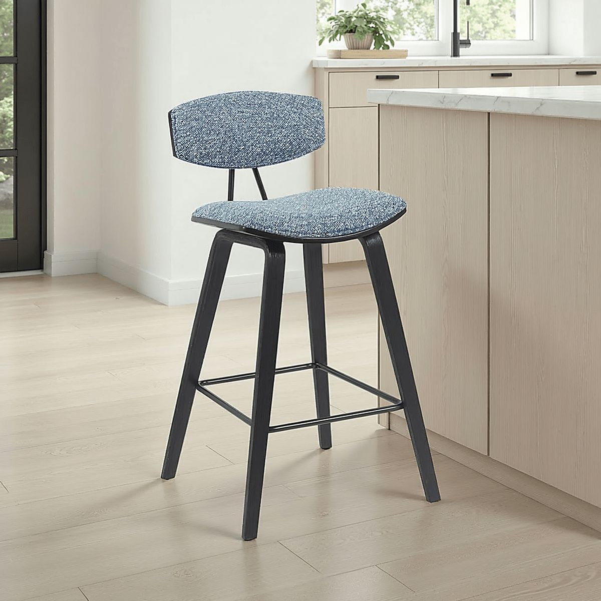 Angelstones II Blue Polyester Fabric Counter Height Stool | Rooms to Go