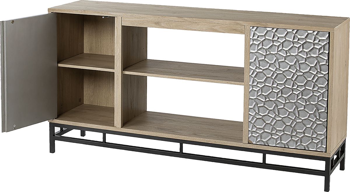 Angevine Natural Light Wood 54" Console, With Electric Fireplace ...
