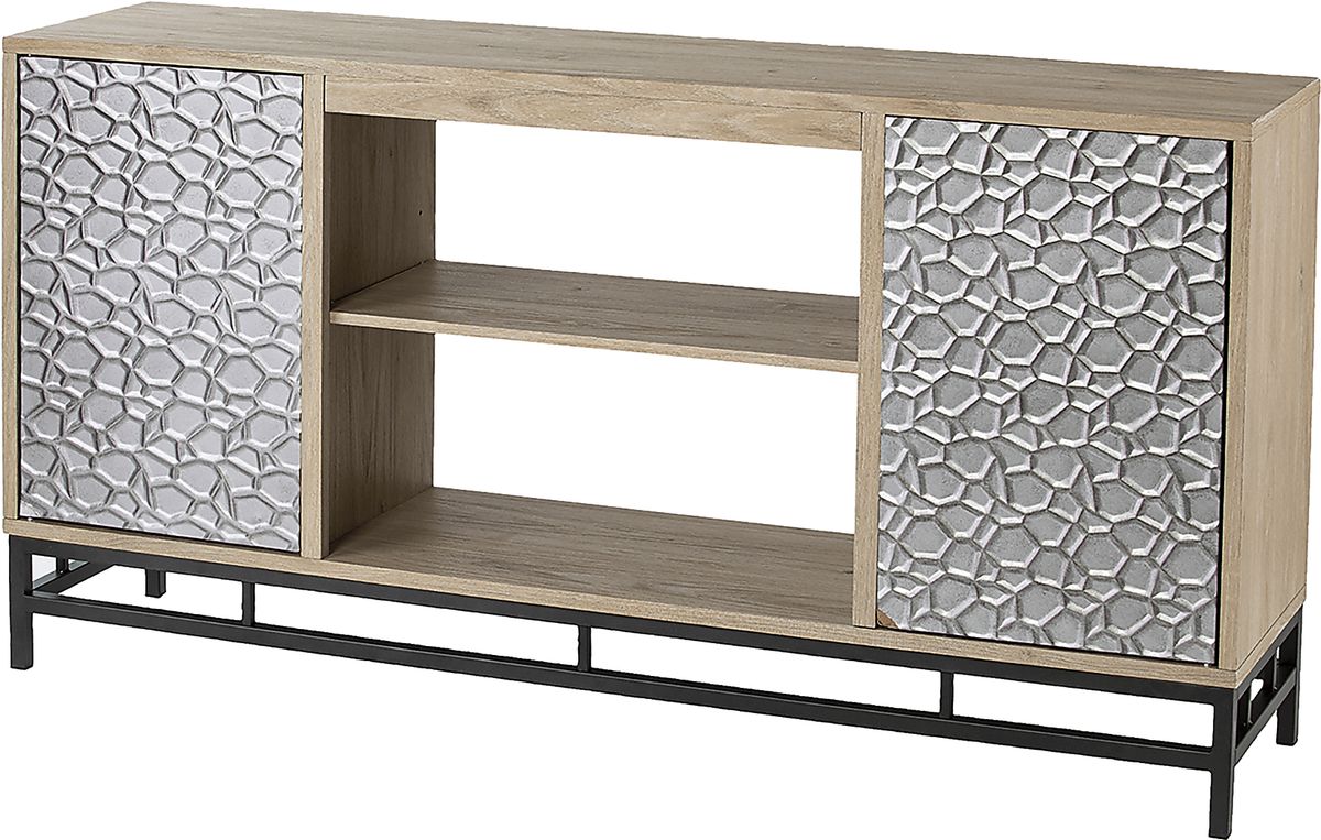 Angevine Natural Light Wood 54" Console, With Electric Fireplace ...