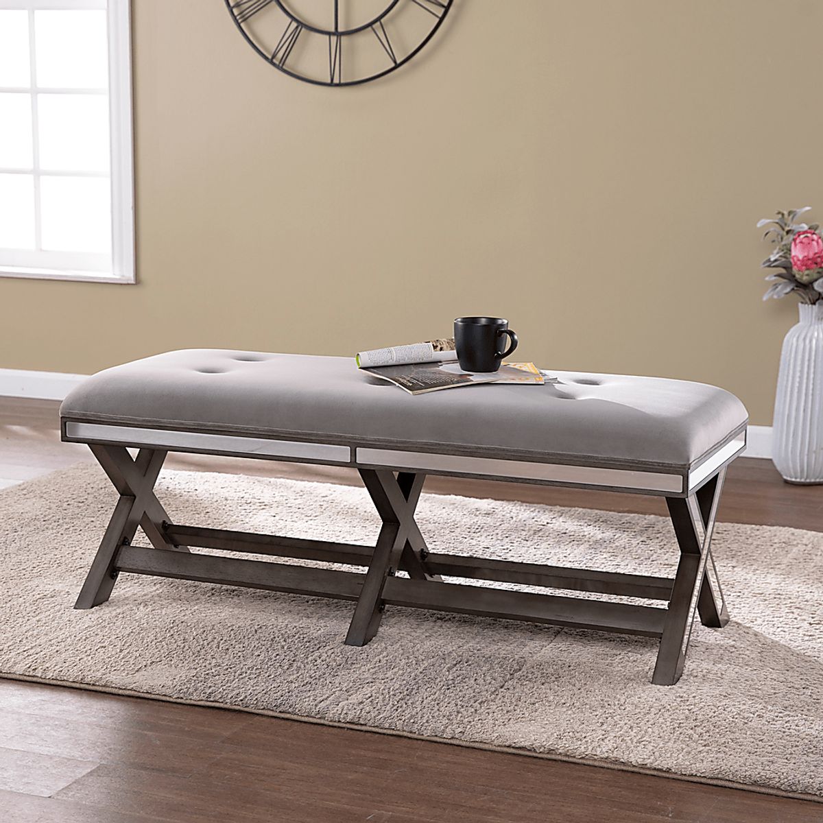 Angleston Gray Accent Bench | Rooms to Go