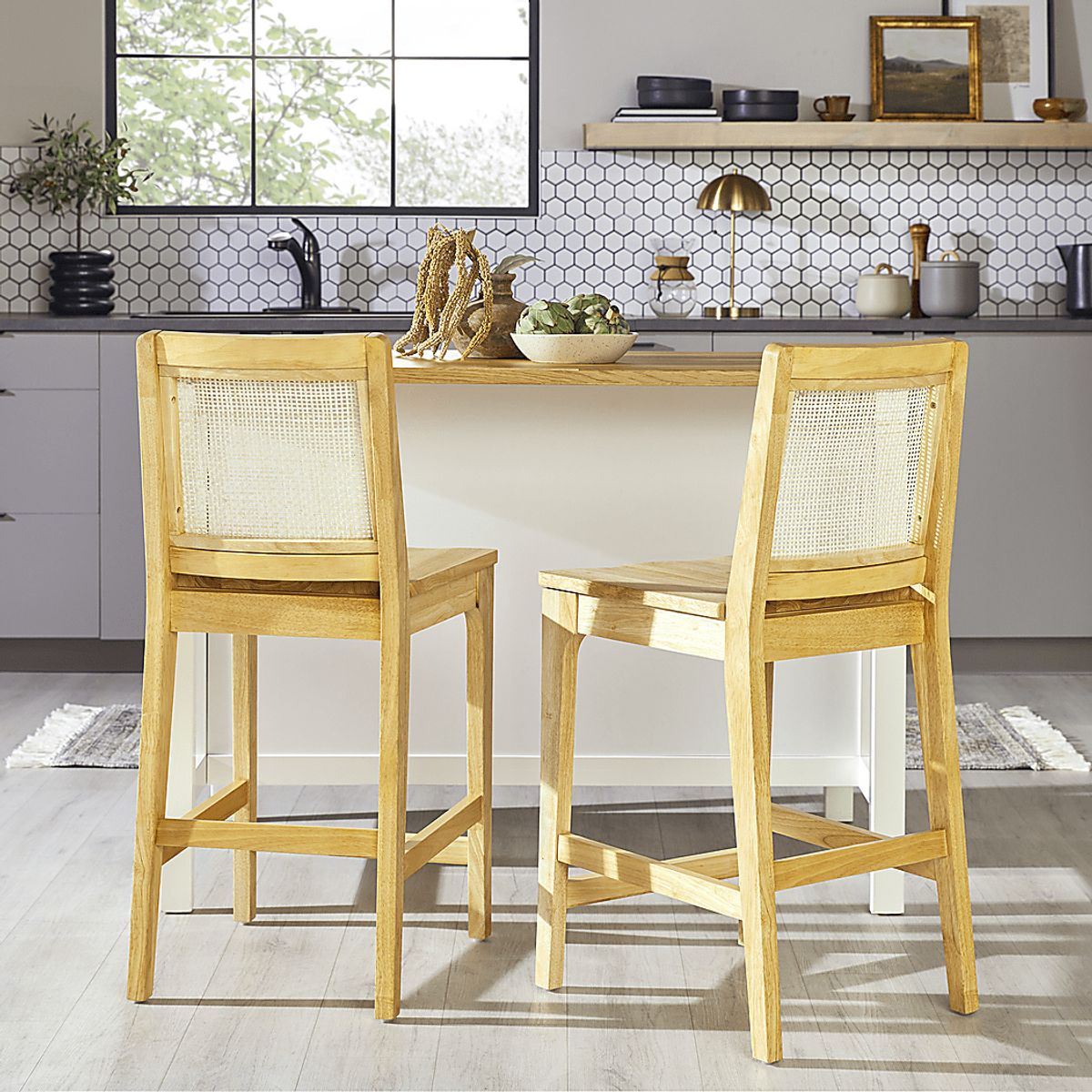 Annerly Natural Light Wood Beige,White Counter Height Stool, Set Of 2 ...
