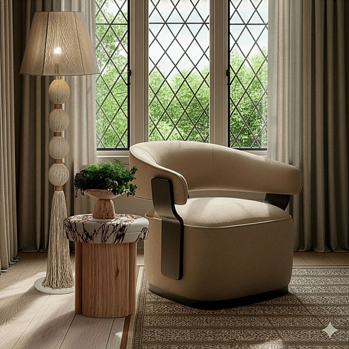 Ansay Linen Beige Accent Chair | Rooms to Go