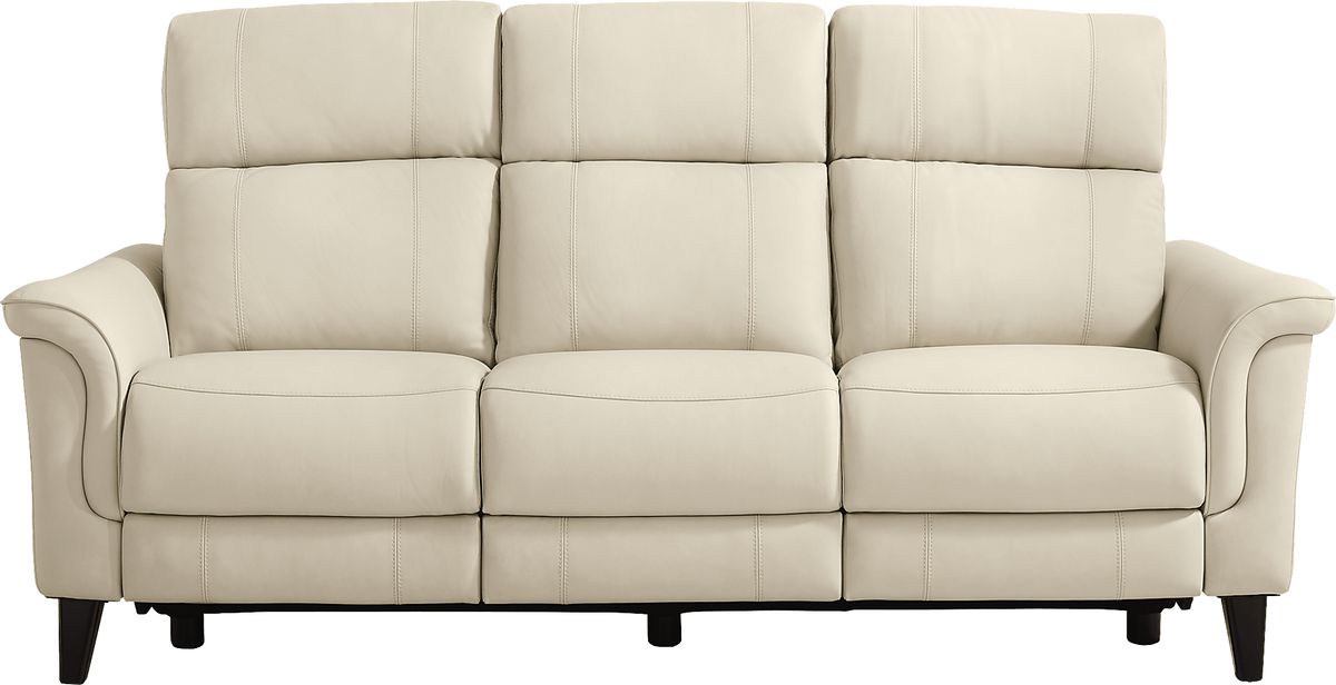 Cindy Crawford Antonella 3 Pc Beige Leather Dual Power Reclining Living ...