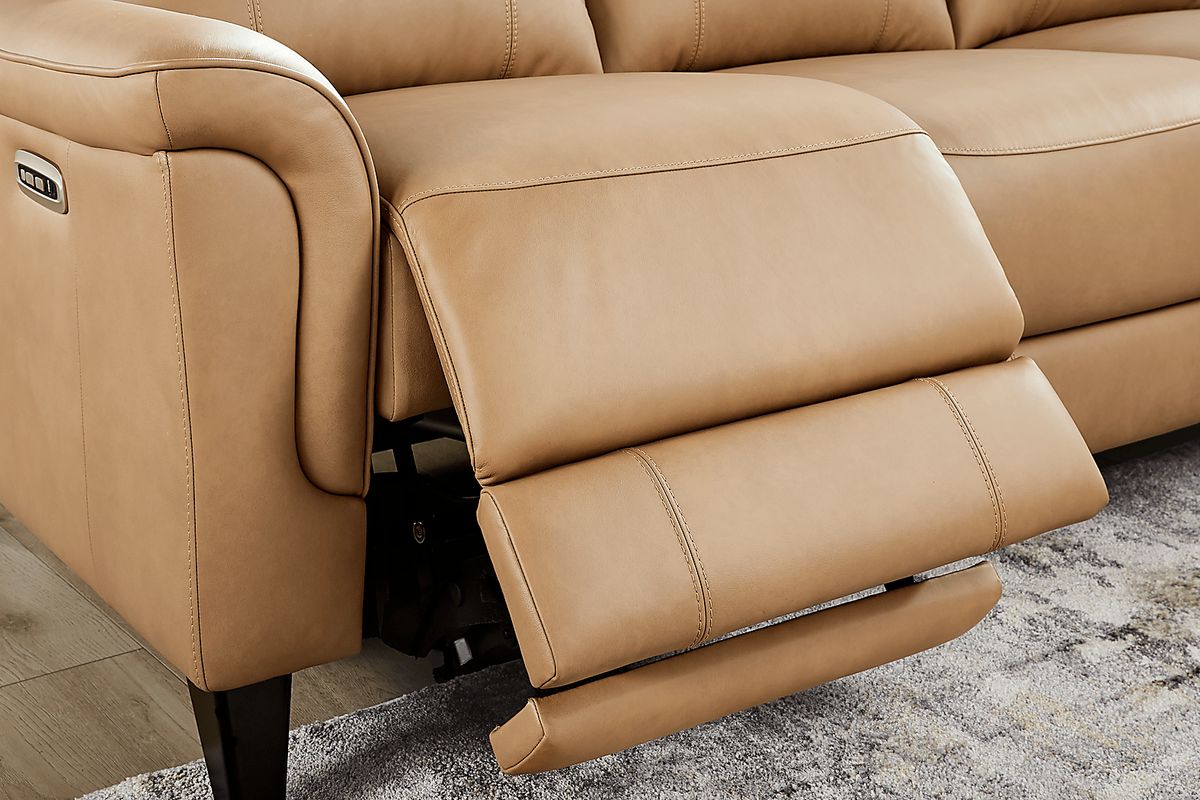 Cindy Crawford Antonella 5 Pc Tan Beige,Brown Leather Dual Power Reclining Living Room Set With ...