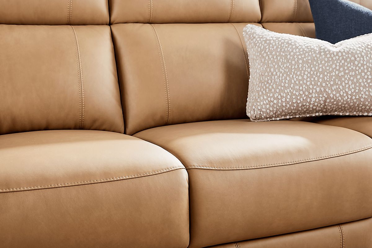 Cindy Crawford Antonella 3 Pc Tan Beige,Brown Leather Dual Power ...