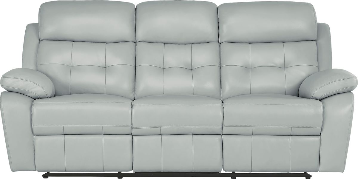 Antonin Aqua Blue Leather Power Reclining Sofa | Rooms to Go