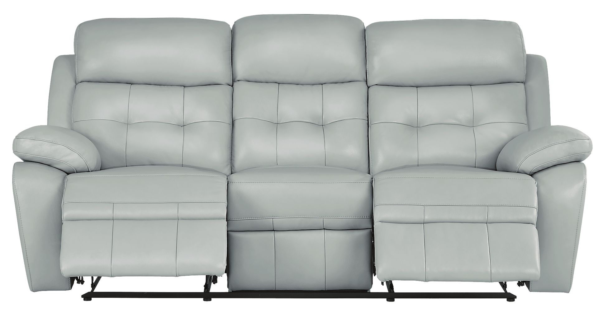 Antonin Aqua Blue Leather Non-Power Reclining Sofa | Rooms to Go