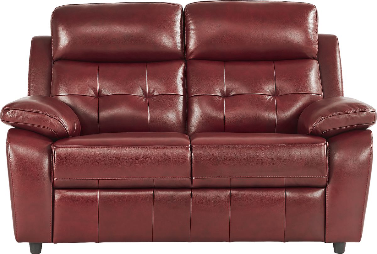 Antonin Red Leather Stationary Loveseat | Rooms to Go