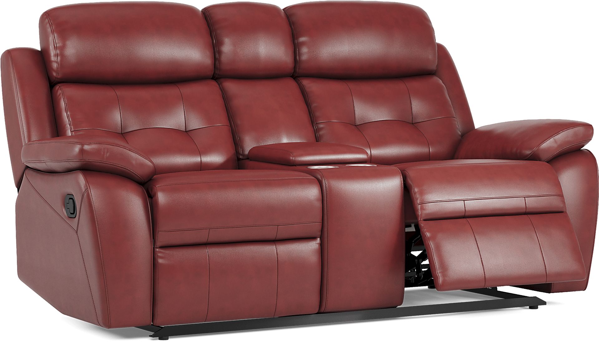 Antonin Red Leather Non-Power Reclining Loveseat | Rooms to Go