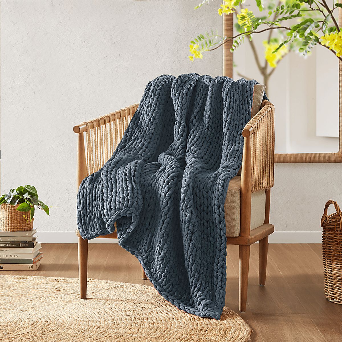 Apenzell Blue Acrylic Fabric Throw Blanket | Rooms to Go