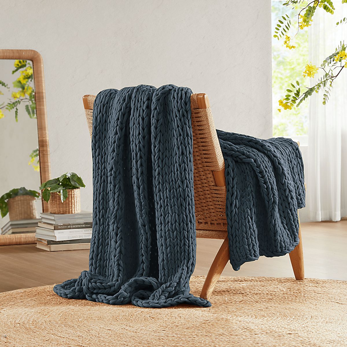 Apenzell Blue Acrylic Fabric Throw Blanket | Rooms to Go