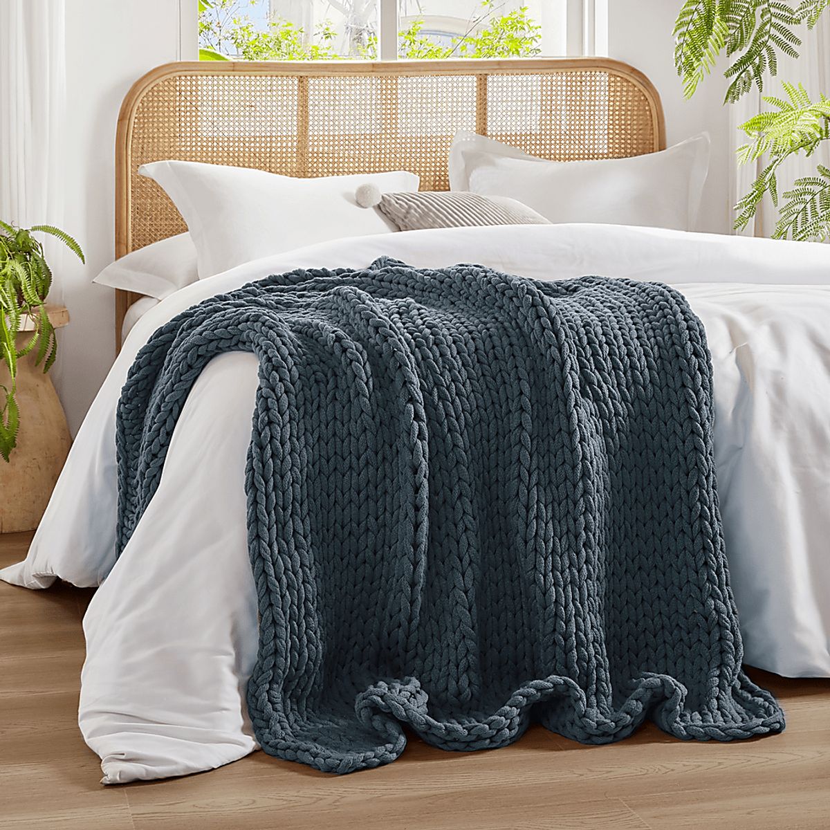 Apenzell Blue Acrylic Fabric Throw Blanket | Rooms to Go
