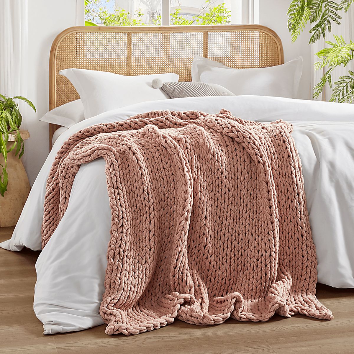 Apenzell Blush Beige Acrylic Fabric Throw Blanket | Rooms to Go