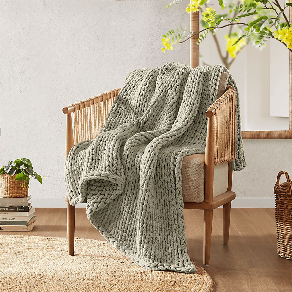 Apenzell Light Gray Acrylic Fabric Throw Blanket | Rooms to Go