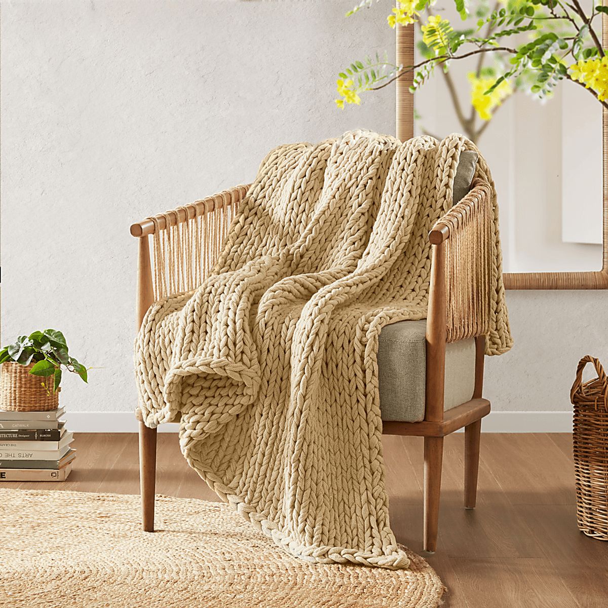 Apenzell Tan Beige,Brown Acrylic Fabric Throw Blanket | Rooms to Go