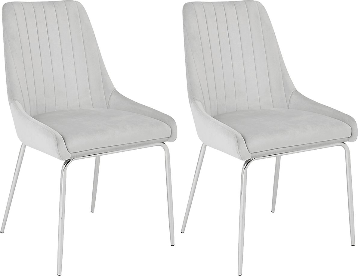 Aplomado Light Gray Velvet Plush Dining Chair, Set Of 2 - Rooms To Go