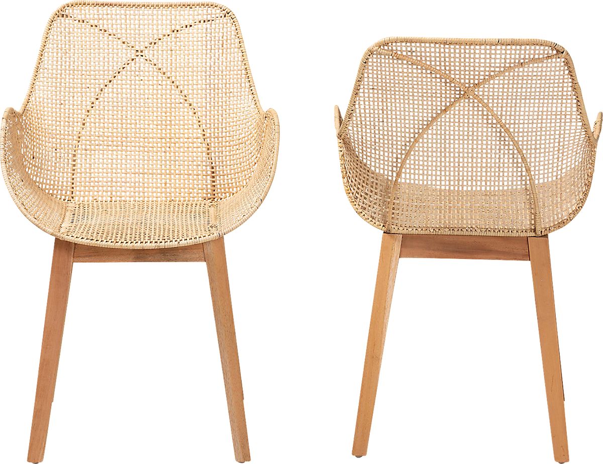Aquidneck Natural Beige,White Arm Chair, Set Of 2 | Rooms to Go